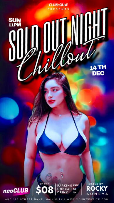 Maximalist Sold Out Night Party Ads Instagram Template | PosterMyWall