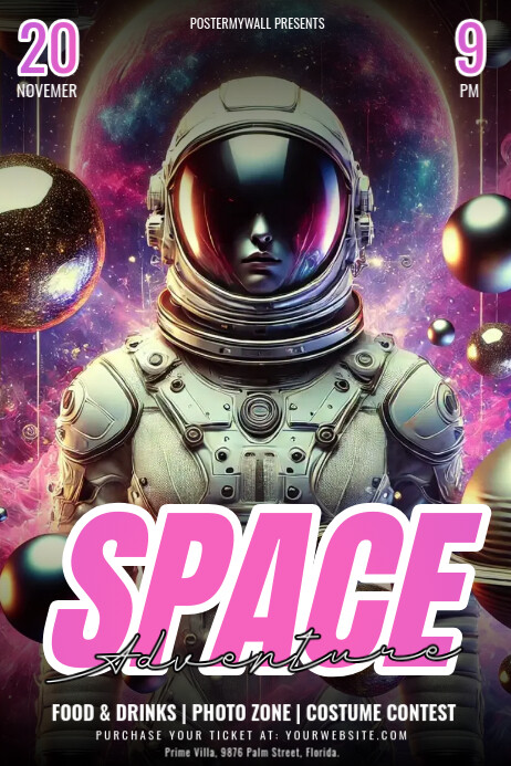 Maximalist Space Adventure Party Poster Template | PosterMyWall