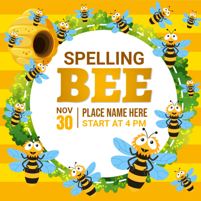 Maximalist Spelling Bee Instagram Post Template | PosterMyWall