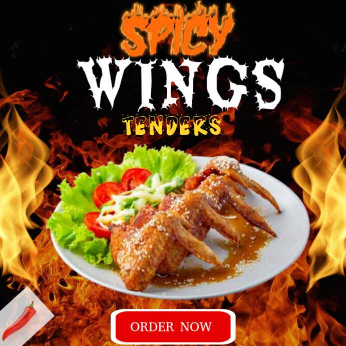 Maximalist Spicy Chicken Tenders Advert Instagram Post Template ...