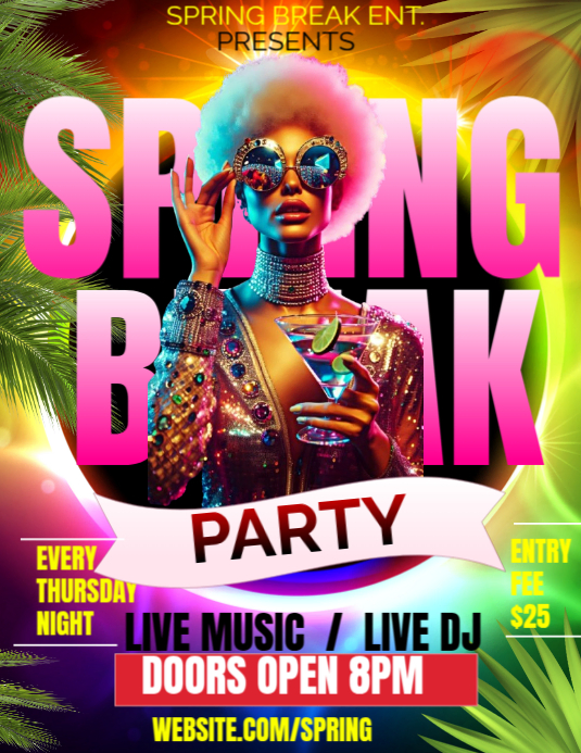 Maximalist Spring Break Party Flyer Template | PosterMyWall