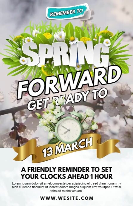 Maximalist Spring Forward Flyer Tabloid Template | PosterMyWall