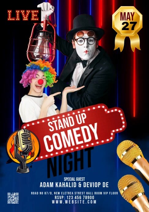 Plantilla de Maximalist Stand Up Comedy A5 | PosterMyWall