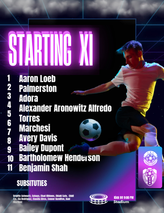 Plantilla de Maximalist Starting Line Up Flyer (us Letter) | PosterMyWall