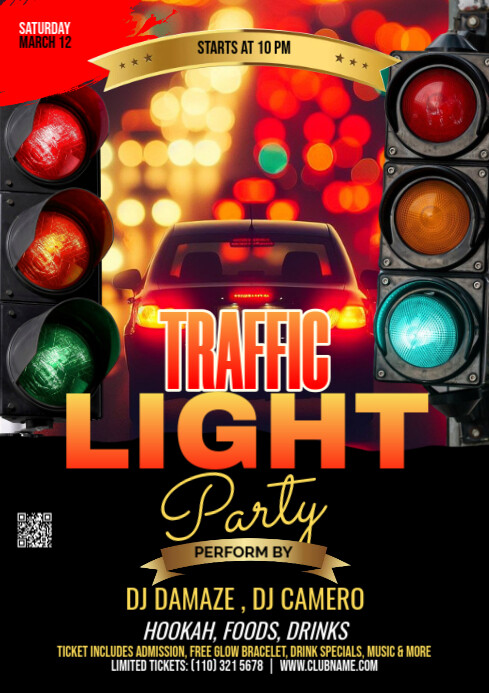 Maximalist Stop Light Party Flyer A3 Template | PosterMyWall