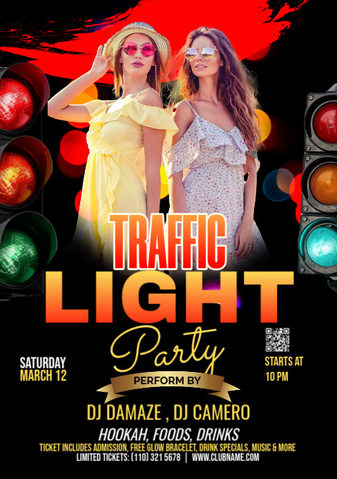 Maximalist Stop Light Party Flyer A5 Template | PosterMyWall