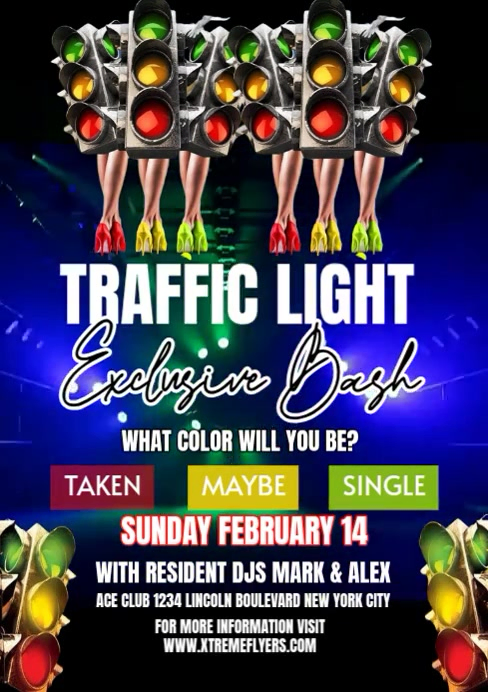 Plantilla de Maximalist Stop Light Party Invitation A4 | PosterMyWall