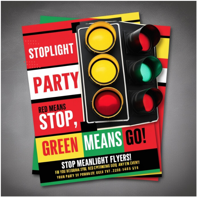 Maximalist Stoplight Party Flyer Design - "red, Yellow, Green Fun ...