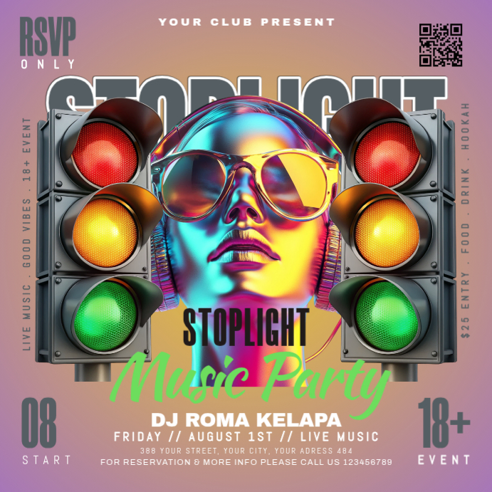 Maximalist Stoplight Party Instagram Post Template | PosterMyWall