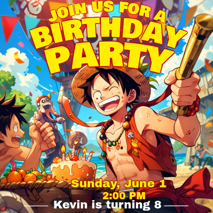 Maximalist Straw Hat Birthday Blast Flyer (editable Template) Instagram ...