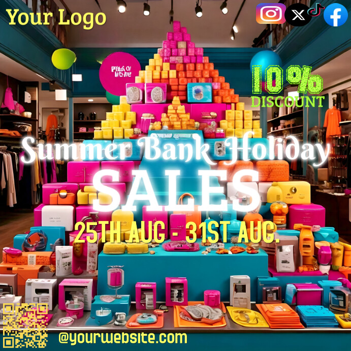 Maximalist Summer Bank Holiday Sales Template | PosterMyWall