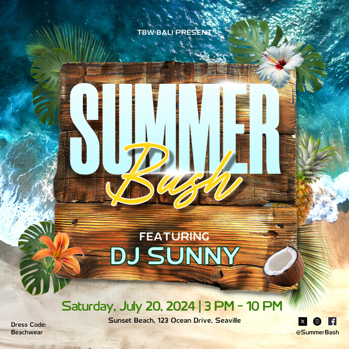 Maximalist Summer Bash Instagram Post Template | PosterMyWall