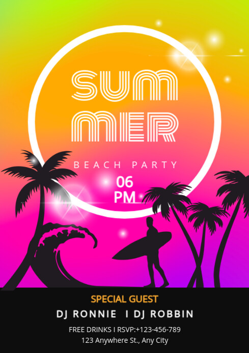Maximalist Summer Beach Party Ads A4 Template | PosterMyWall