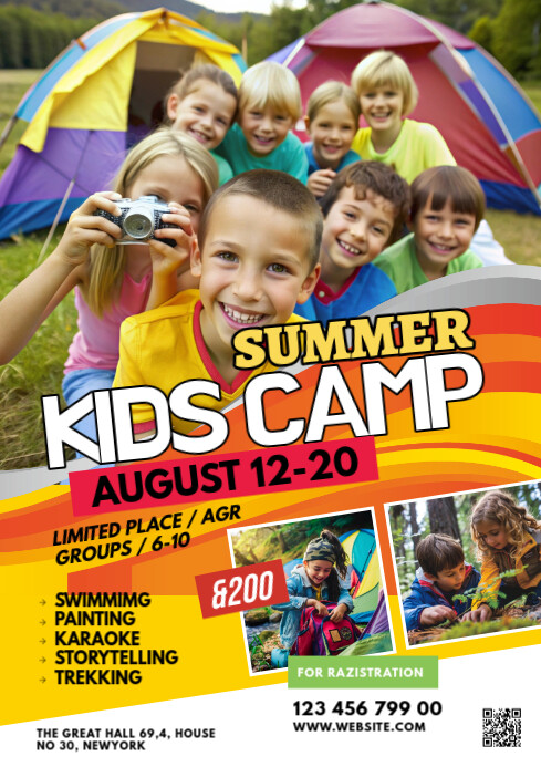 Plantilla de Maximalist Summer School Camp Flyer A4 | PosterMyWall