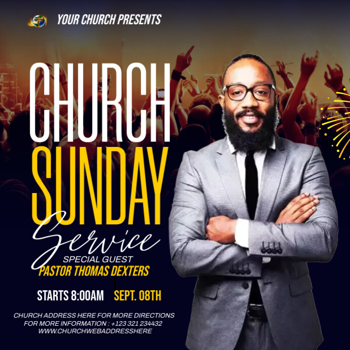 Maximalist Sunday Church Service Instagram Post Template | PosterMyWall