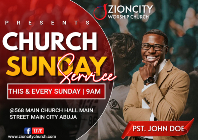 Maximalist Sunday Church Service Postcard Template | PosterMyWall