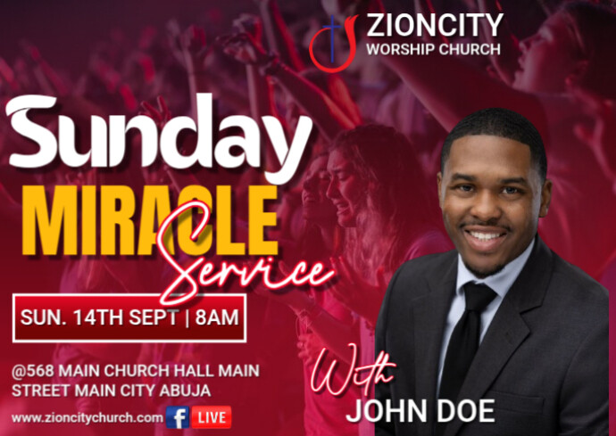 Maximalist Sunday Miracle Service Postcard Template | PosterMyWall