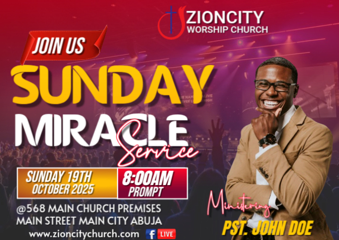 Maximalist Sunday Miracle Service Postcard Template | PosterMyWall