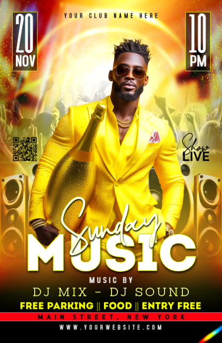 Maximalist Sunday Music Night Tabloid Template | PosterMyWall
