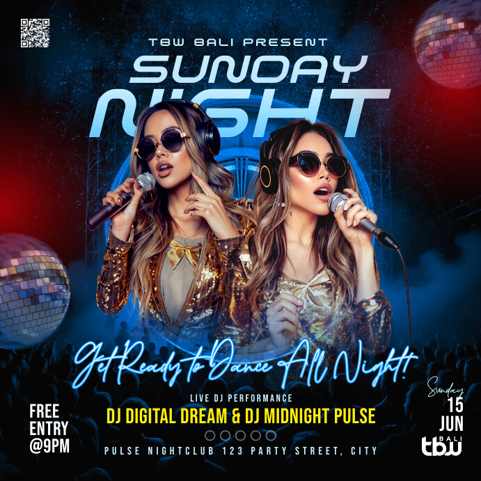 Maximalist Sunday Night Live Music Dj Party I Template | PosterMyWall