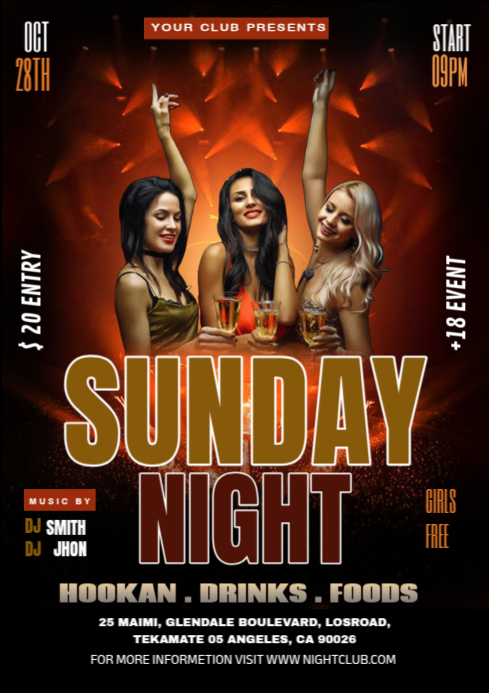 Maximalist Sunday Night Party A4 Template | PosterMyWall