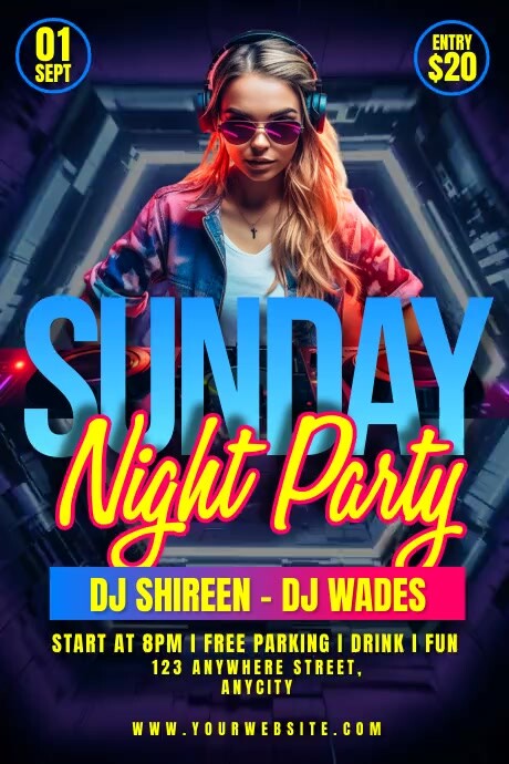 Maximalist Sunday Night Party Poster Template | PosterMyWall