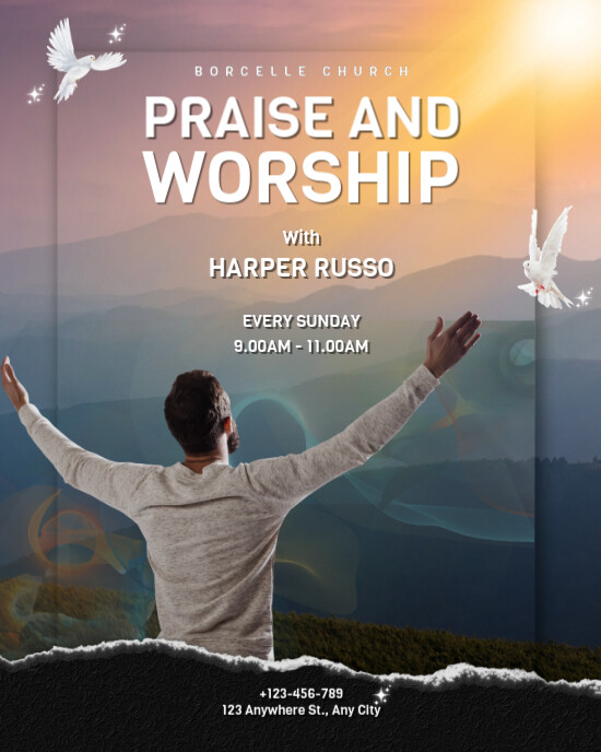 Maximalist Sunday Praise And Worship Invitation Poster Ad Instagram ...