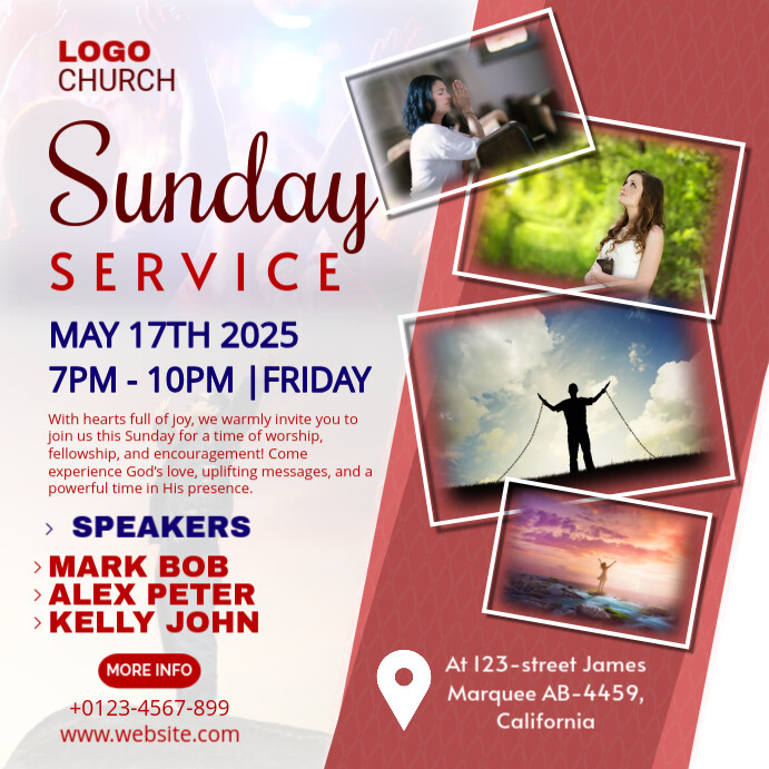 Maximalist Sunday Service Instagram Post Template | PosterMyWall