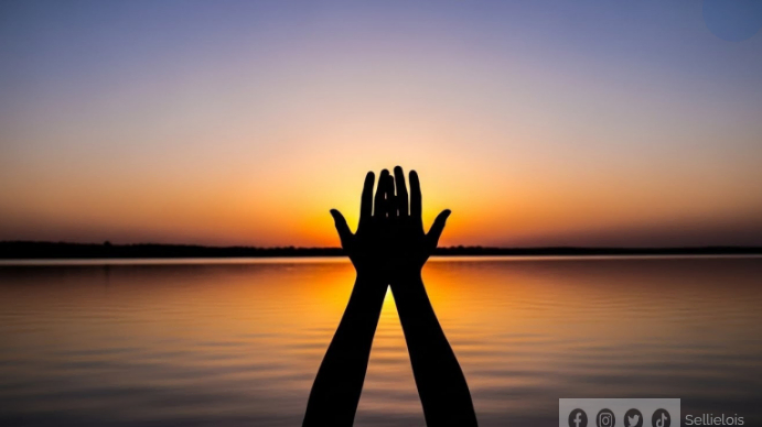 Maximalist Sunset Raising Hands Spiritual Prayer Digital Display (16:9 ...