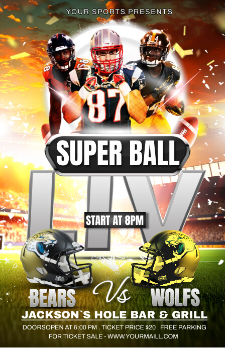 Maximalist Super Ball Football Party Flyer Te Template | PosterMyWall