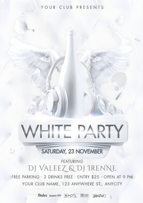 Maximalist Super White Party A4 Template | PosterMyWall