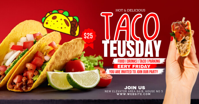 Maximalist Taco Tuesday Facebook Event Cover Template | PosterMyWall