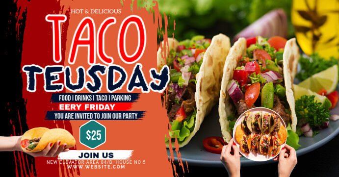Plantilla de Maximalist Taco Tuesday Facebook Event Cover | PosterMyWall