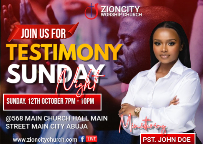 Maximalist Testimony Sunday Night Postcard Template | PosterMyWall