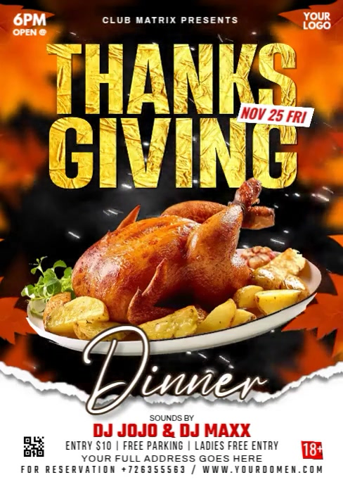 Maximalist Thanksgiving Dinner A4 Modelo | PosterMyWall