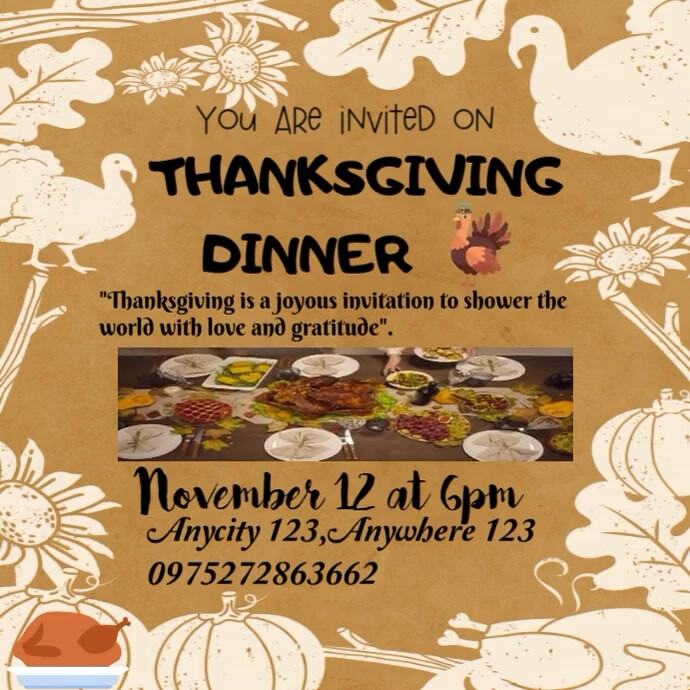 Maximalist Thanksgiving Dinner Instagram Post Template | PosterMyWall