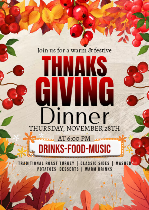 Plantilla de Maximalist Thanksgiving Flyer A6 | PosterMyWall