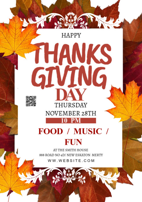 Maximalist Thanksgiving Party Flyer A4 Template | PosterMyWall