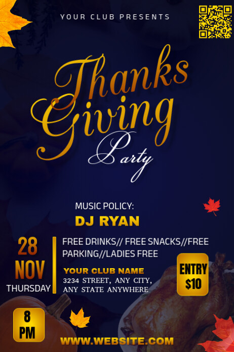 Plantilla de Maximalist Thanksgiving Party Flyer Poster | PosterMyWall