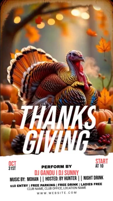 Maximalist Thanksgiving Party Instagram Reel Template | PosterMyWall