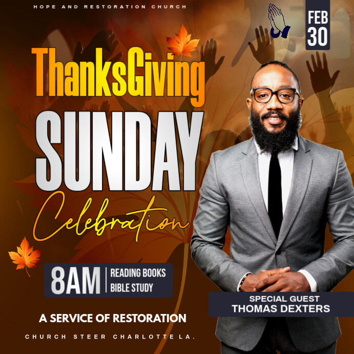 Maximalist Thanksgiving Sunday Service Instagram Post Template ...