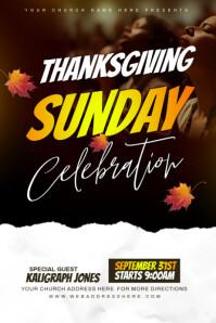 Maximalist Thanksgiving Sunday Service Poster Template | PosterMyWall