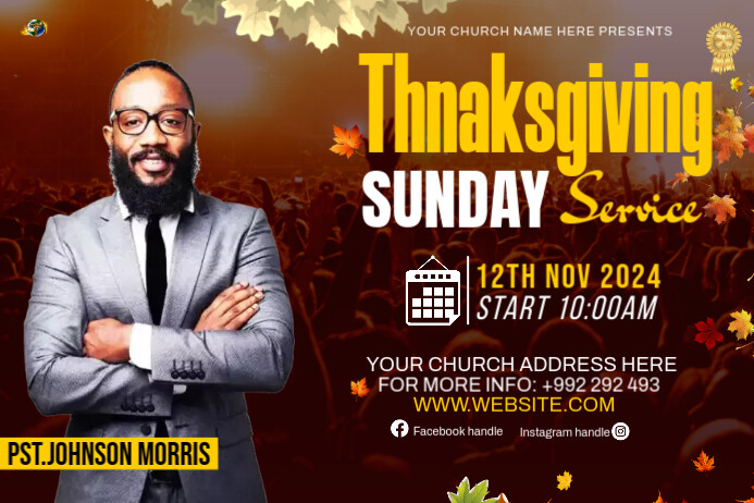 Plantilla de Maximalist Thanksgiving Sunday Service Poster | PosterMyWall