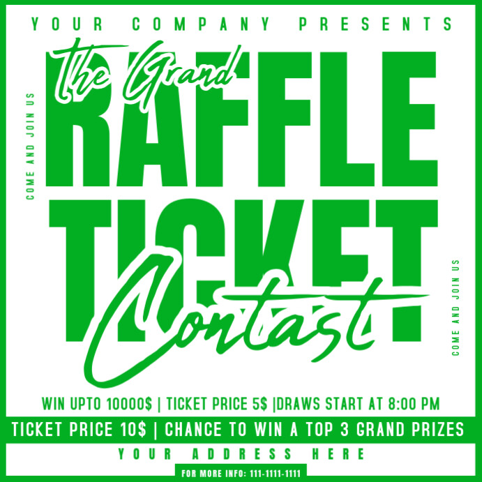 Maximalist The Grand Raffle Ticket Contast Instagram Post Template ...