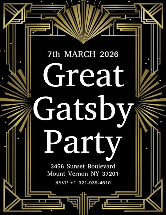 Maximalist The Great Gatsby Invitation (Us Letter) Template | PosterMyWall