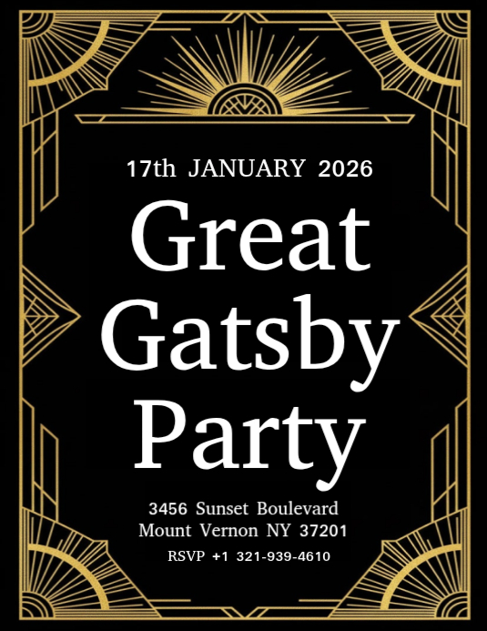 Maximalist The Great Gatsby Invitation Flyer (us Letter) Template ...