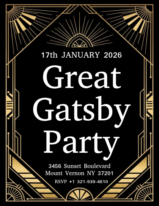 Maximalist The Great Gatsby Invitation Flyer (Us Letter) Template ...