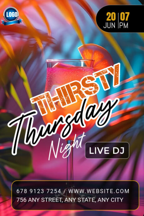 Maximalist Thirsty Thursday Flyer Poster Template | PosterMyWall
