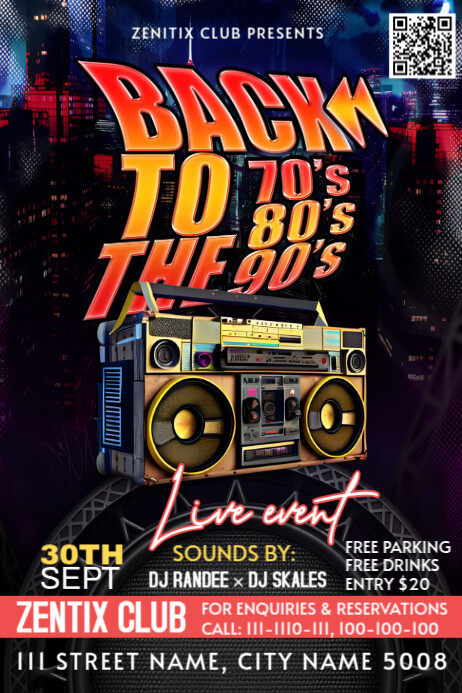 Maximalist Throwback Night Party Ads Poster Template | PosterMyWall