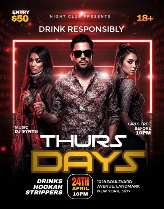 Maximalist Thursday Night Party Poster/wallboard Template | PosterMyWall